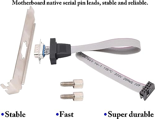 zdyCGTime 1Port DB9 RS232Serial Port Bracket to 10 pin HeaderRibbon Cable Connector Adapter, DB9 Serial Male to 10P Motherboard Header Panel Mount Cable Serial Port Bracket (12in 4Pcs) (1 Port)