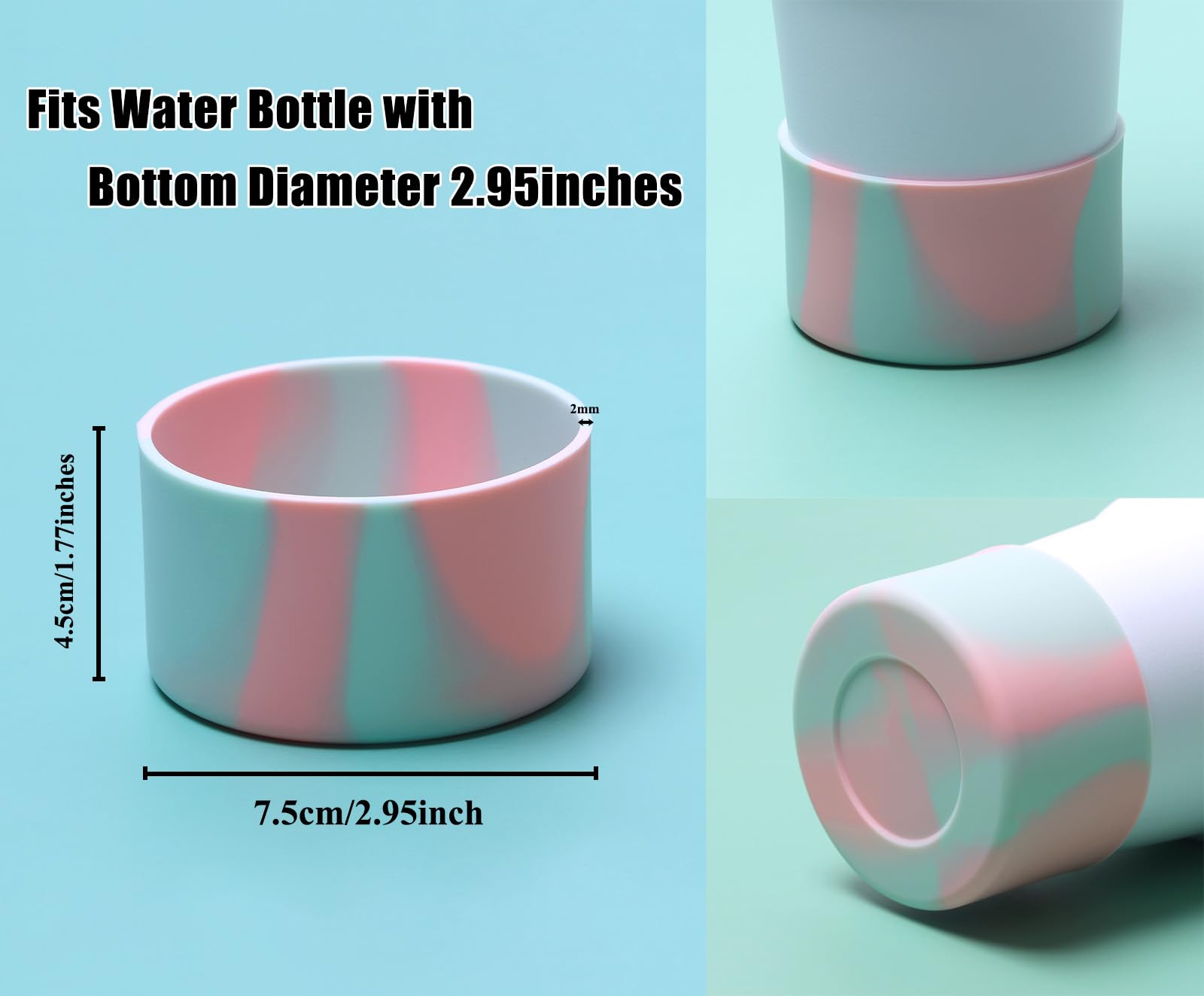 2Pcs Silicone Boots and 2Pcs Silicone Straw Toppers for Stanley Cup Accessories, Reusable Water Bottle Bottom Sleeves Protector, White