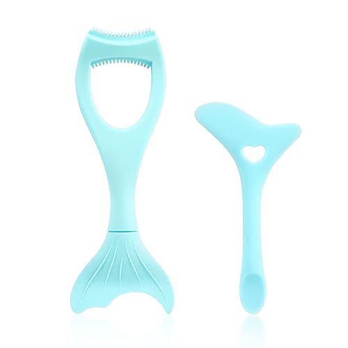 2pcs Eyeliner Stencils & Mascara Shield Applicator, Silicone Mascara Guard Lash Buddy Multifunctional Eyeliner Guide Tool Reusable Eyeliner Helper Tool for Eyeliner Eyelashes Eye Makeup (Blue)
