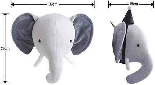 zmr Elephant Nursery Decor Child's Bedroom Stuffed Animal Head Wall Decor Baby Nursery Children's Room Wall Decoration Creative Jewelry