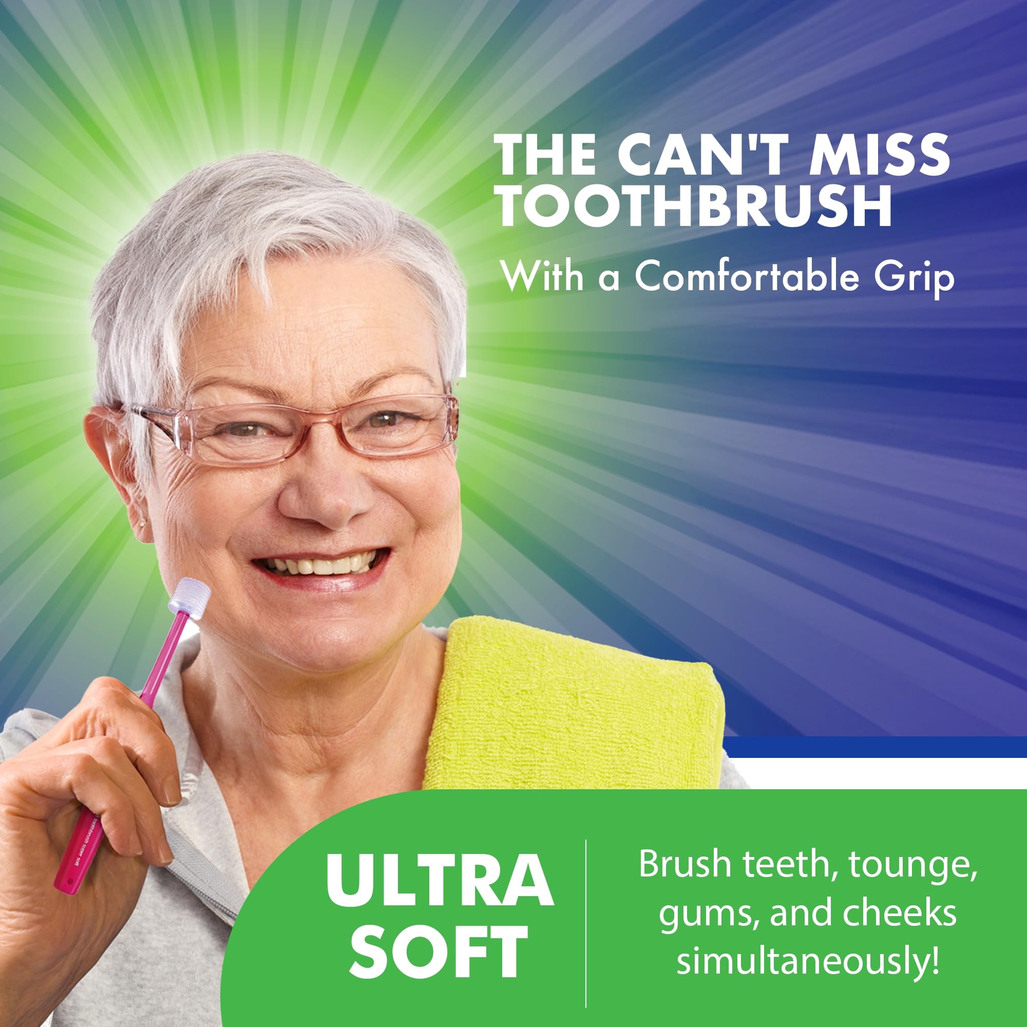 Brilliant Specialty Adult Round Toothbrush for Sensitive Mouths to Support Chemo and Other Sensory Oral Care Needs with Ultra Soft Bristles, Teal, 1 Pack