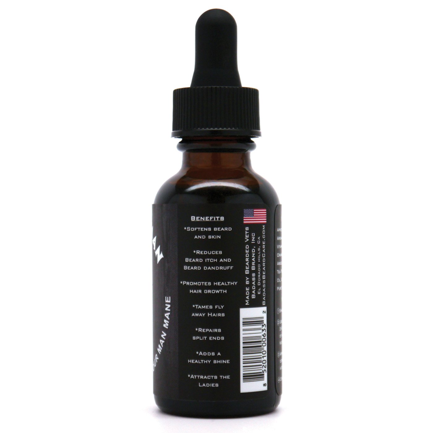 Badass Beard Care Oil For Men - The Original Scent, 1 oz - All Natural Ingredients, Keeps Beard and Mustache Full, Soft and Healthy