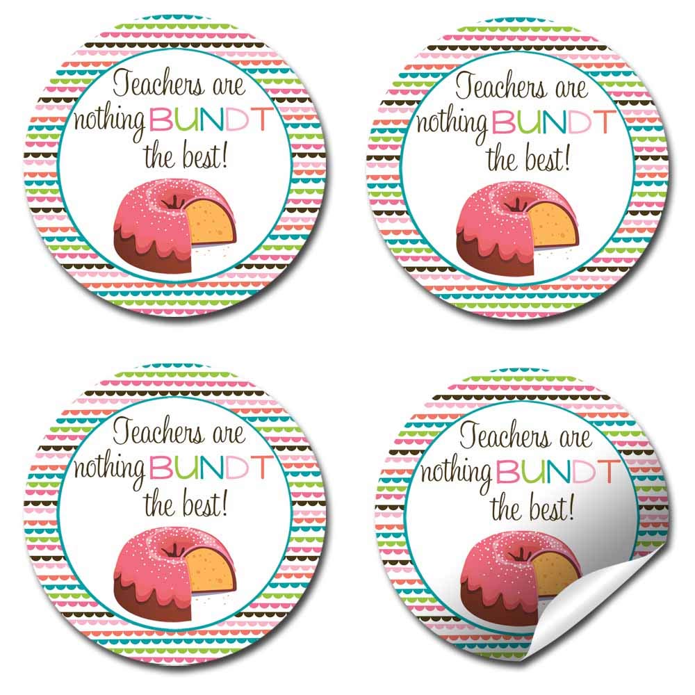 Nothing Bundt The Best Teacher Appreciation Thank You Sticker Labels, 40 2" Party Circle Stickers by AmandaCreation, Great for Envelope Seals & Gift Bags