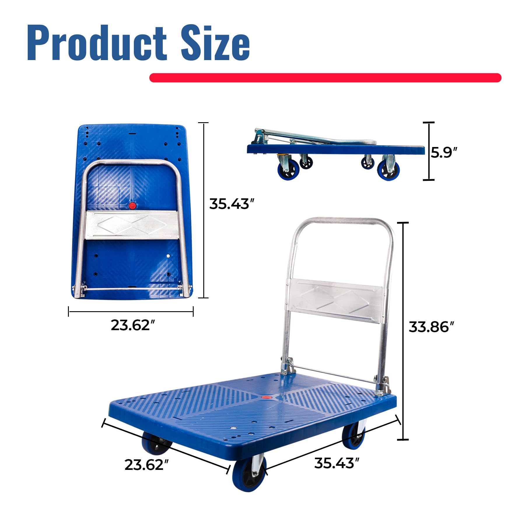 4 Pack Foldable Platform Truck Dolly Swivel Wheels, Wheels for Platform Hand Truck