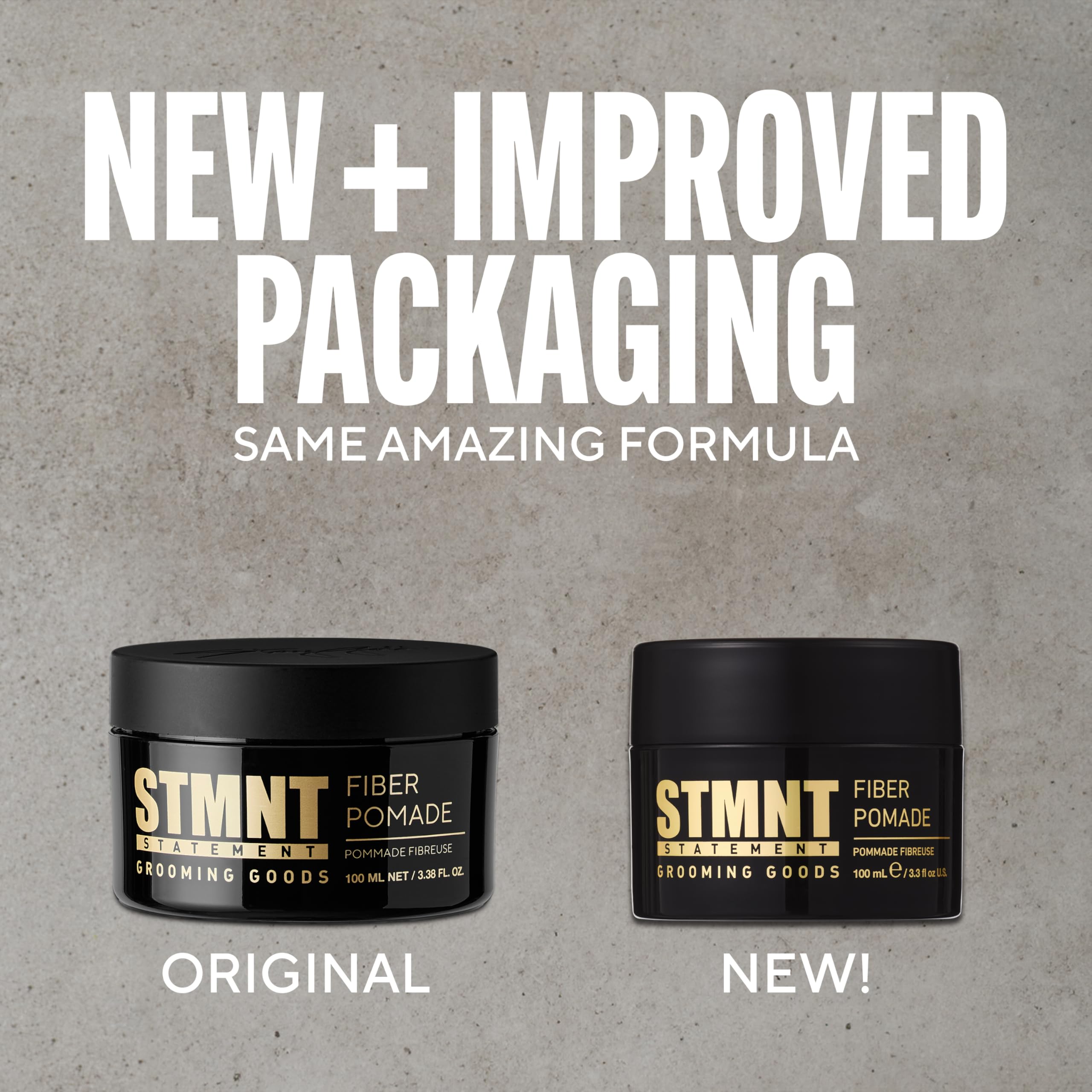 STMNT Grooming Goods Fiber Pomade, 3.38 oz | Semi-Matte Finish | Strong Control | Easy To Wash Out