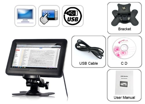 BW Portable 7 Inch USB Powered Touchscreen Monitor - Black