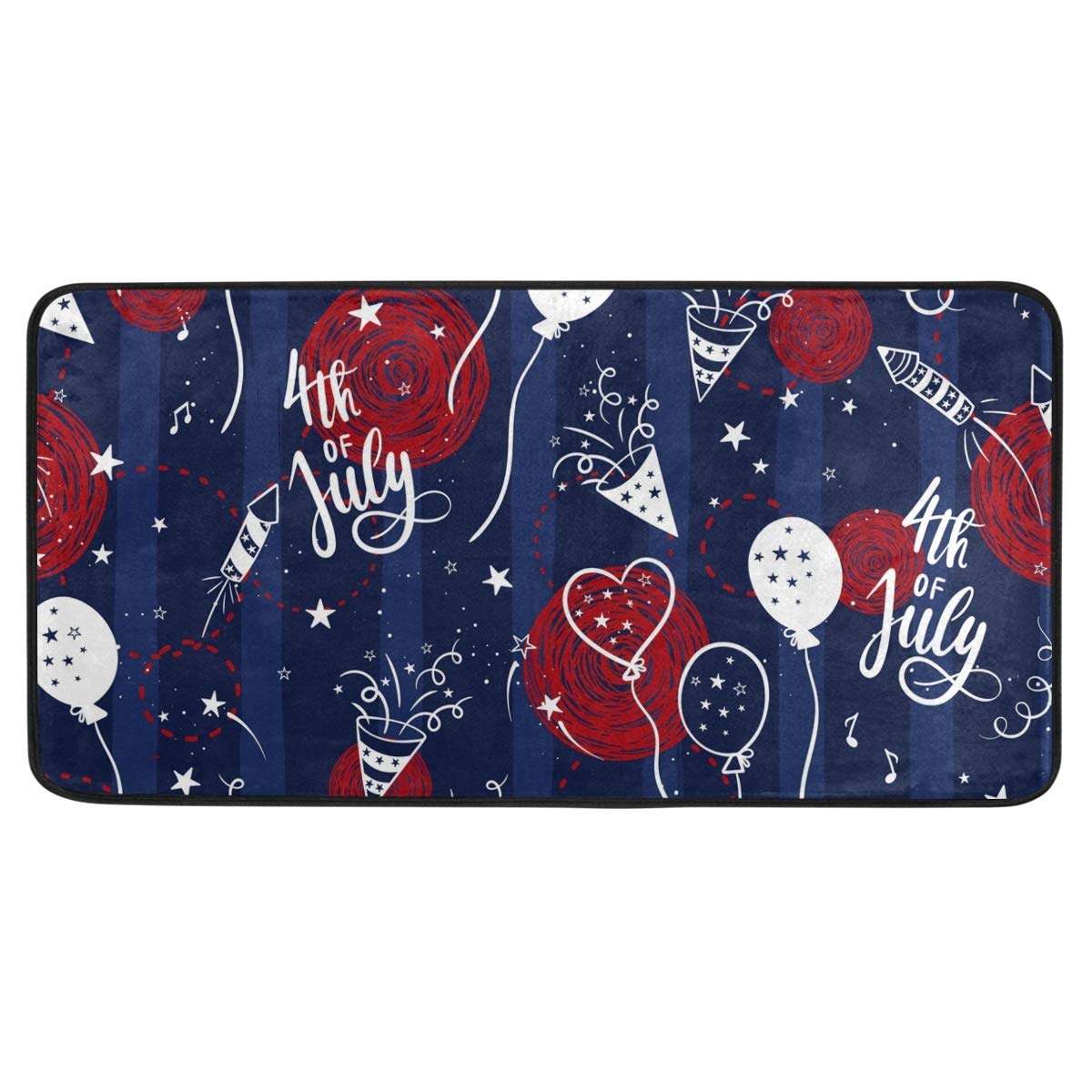 4Th of July Kitchen Rug American Independence Day Door Mat Non-Slip Patriotic Memorial Day Bath Rug Home Decor Runner Floor Mat Carpet for Kitchen Living Bedroom 39 x 20 Inch
