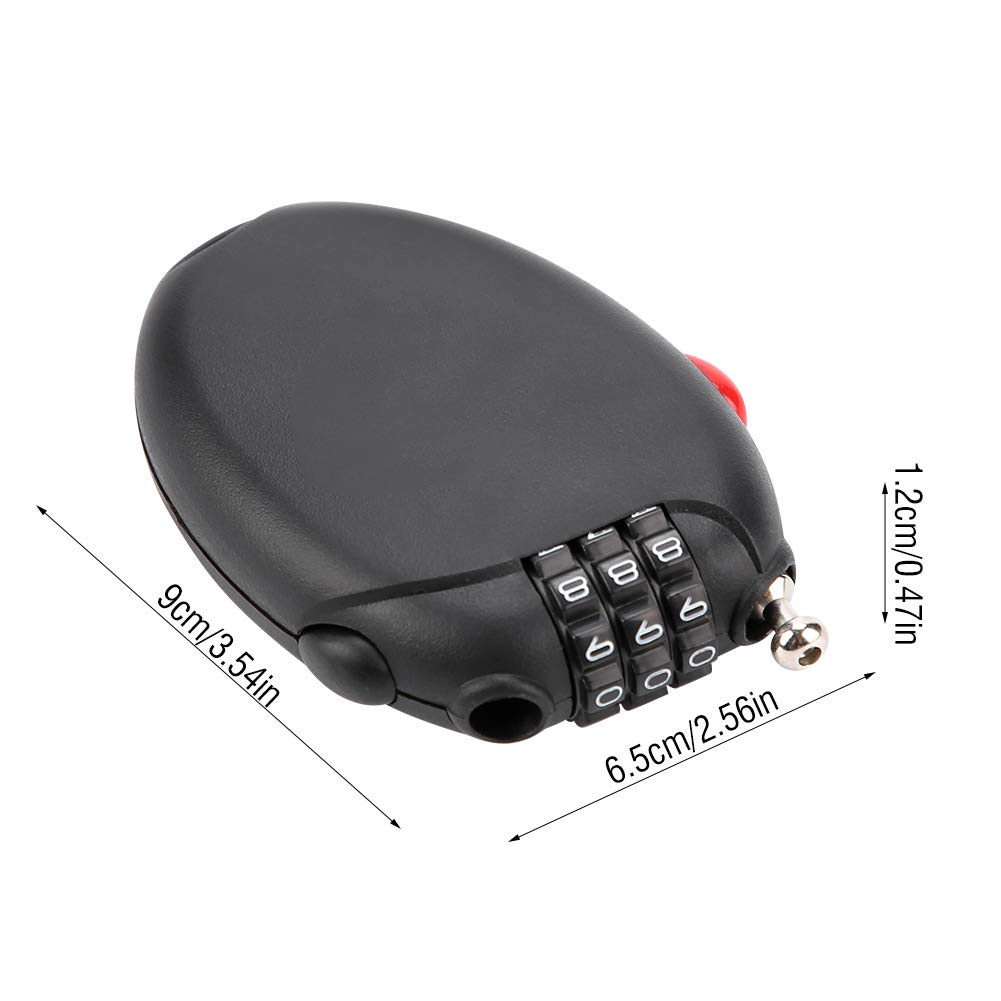 3 Digit Combination Lock with 2 Feet Retractable Steel Cable, Bike Cable Lock for Posts, Bike Racks or Fences, for Bike, Ski, Snowboard and Stroller