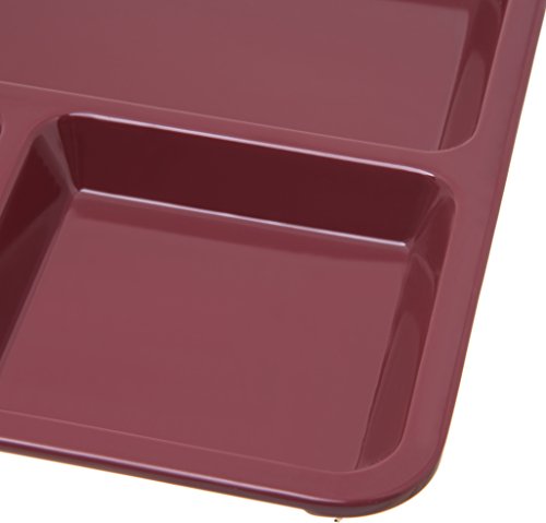 Carlisle FoodService Products Right Hand 4-Compartment Cafeteria / Fast Food Tray, 8.5" x 11", Dark Cranberry
