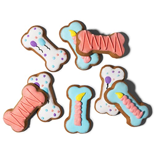 Thoughtfully Pets, Boy and Girl Dog Birthday Cookies Gift Set, Includes Hand Decorated Dog Biscuits for Dog's Birthday, Pack of 8