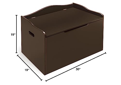 Badger Basket Kid's Wooden Toy Box and Storage Bench Seat with Safety Hinge - Espresso