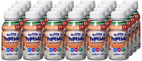 PediaSure Peptide 1.0 Cal, Peptide-Based Formula, Sole-Source Nutrition Drink for Tube Feeding or Oral Nutrition, Unflavored, 8-fl-oz Bottle, Pack of 24