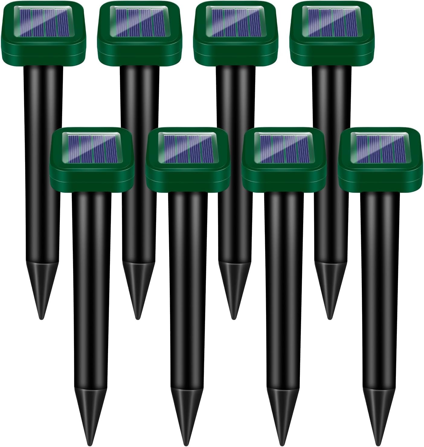 8 Pack Solar Mole Repellent Spikes 2024 Ultrasonic Animal Repellent Outdoor Solar Powered Sonic Burrowing Mole Deterrent Stake to Repel Mole Groundhog Vole Snake Gopher Armadillo for Yard Lawn