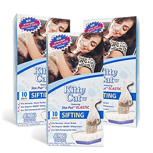 Alfapet sifting litter box liners, 30 Pack + 3 Solid Transfer Liner -For Large, X-Large, Giant, Extra-Giant Size Litter Boxes- With Easy Fit Sta-Put Technology (30 Count)