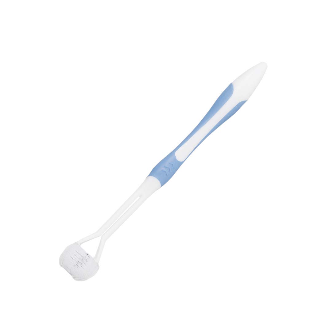 GOMYIE 3 Sided Toothbrushs Adult Child Manual Toothbrushes Soft Bristle Tooth Brush(Blue)