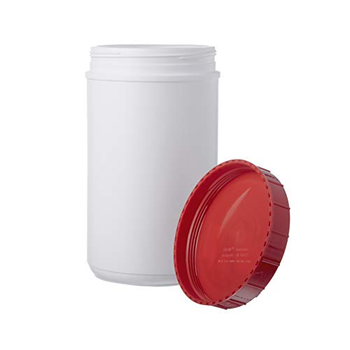 Consolidated Plastics 42597 HDPE Canister, White Canister/Red Lid, 85 oz., 12 Piece