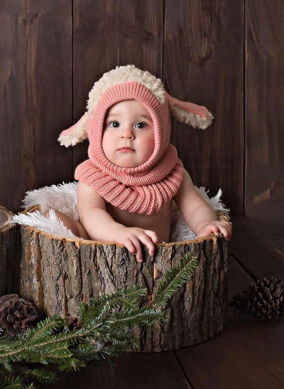 Bienvenu Toddler Hat Scarf Earflap Hoodie, Pink, One Size