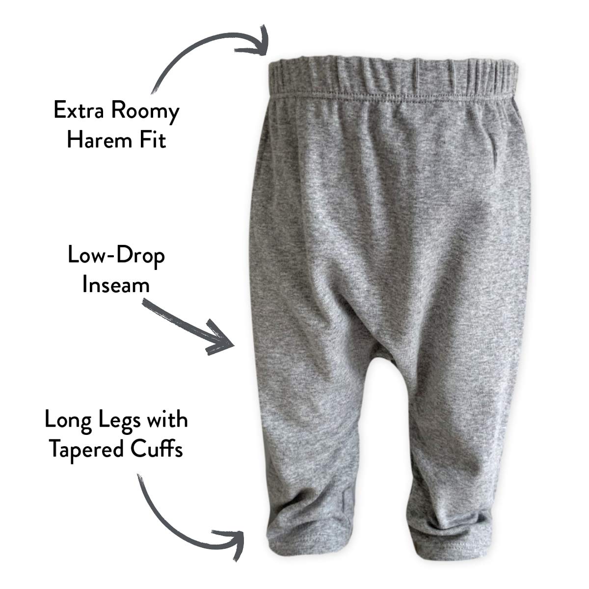 Honest Baby unisex baby Cuff-less Multi-pack Honest Organic Cotton Cuff Less Harem Pants Multi Pack 4 Pack Bright White 0 3 Months, Pure White, 0-3 Months US