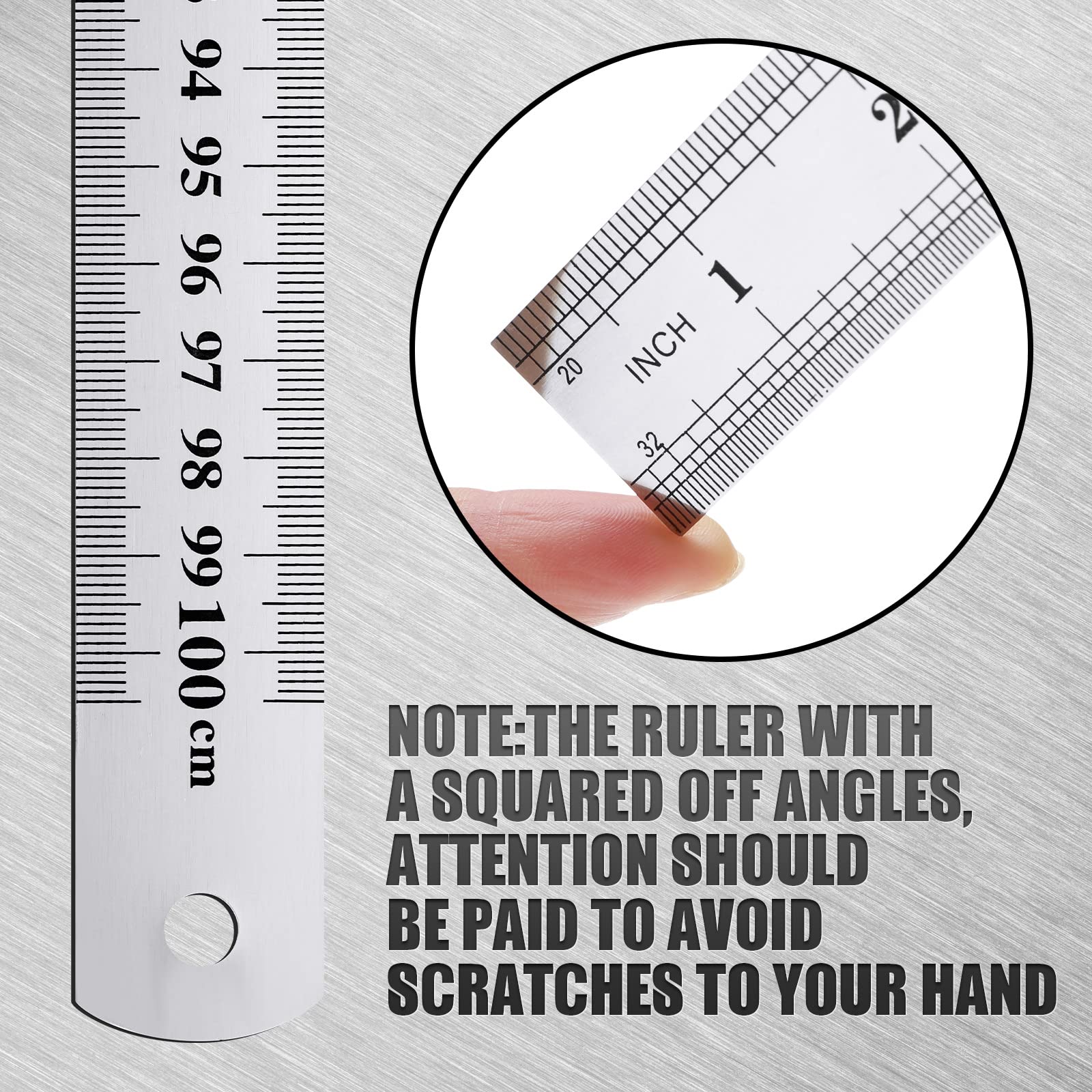 6 Pieces Large Stainless Steel Ruler Metal Yard Stick Rule Measuring 1 Meter 40 Inch/ 100 cm 24 Inch/ 60 cm Measure Straight Edge (40 Inch)