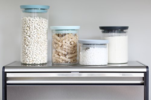 Brabantia Fall Front Bread Box - Matte Steel Fingerprint Proof with Black Sides, 299186