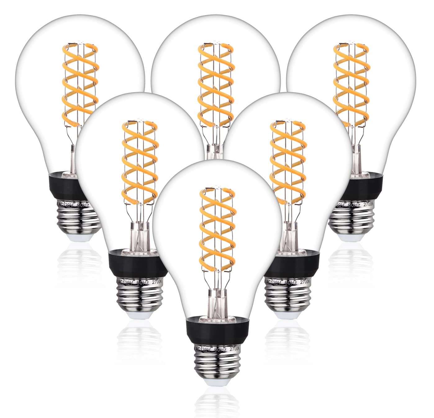 Austin Coast LED Fairy Light Bulb,G95 E26 Warm White Edison Screw Night Lights,Flash Starry Decorative Copper Wire String Lights for Bedroom Living Room Festival Christmas, Non-dimmable, 4 Pack