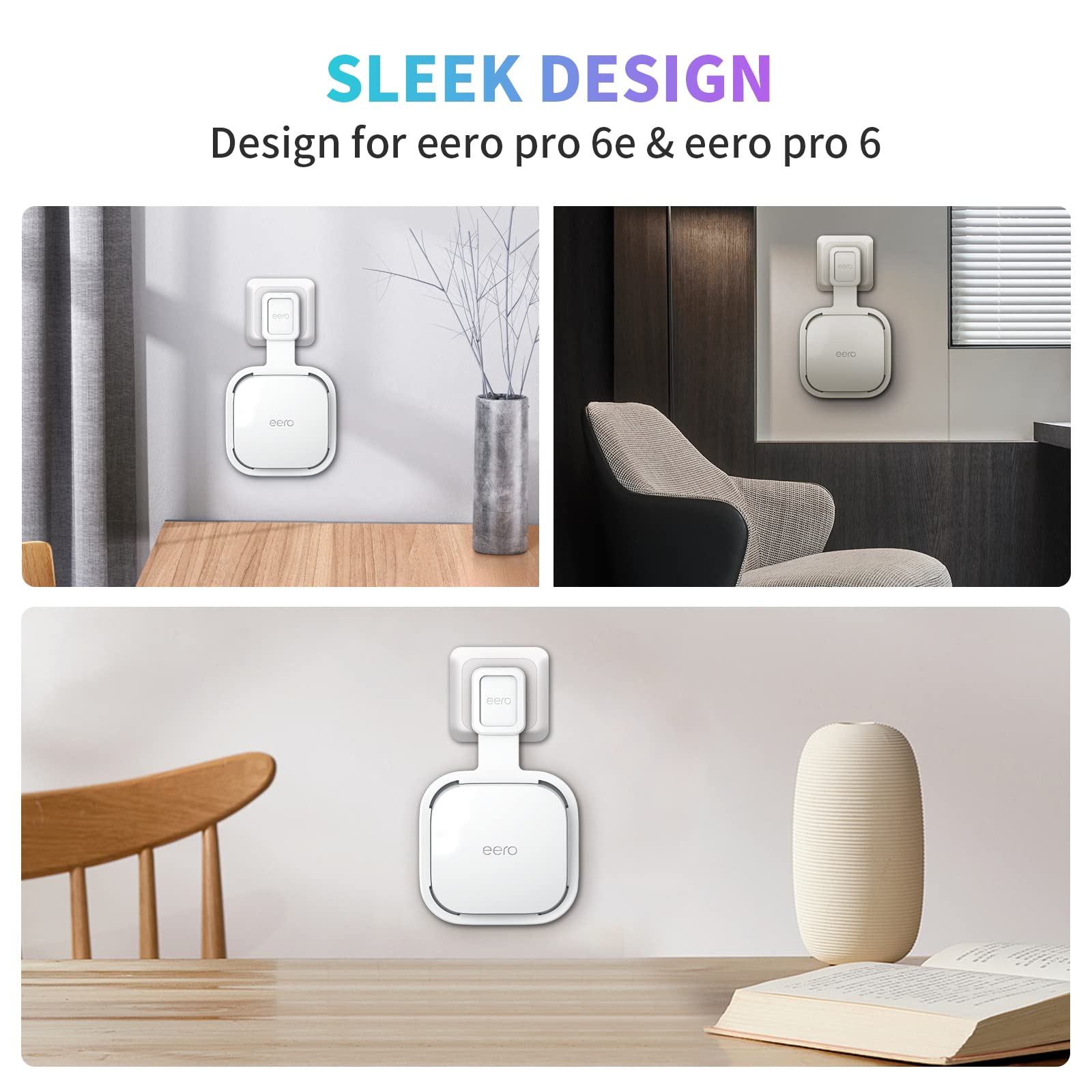 3Pack Wall Mount Holder for eero Pro 6e/Pro 6 Mesh Wi-Fi System,Outlet Wall Mount Stand Bracket for eero Pro 6e tri-Band Mesh,Wall Bracket for eero Pro 6 Extender Router Wire Organizer[Upgraded]