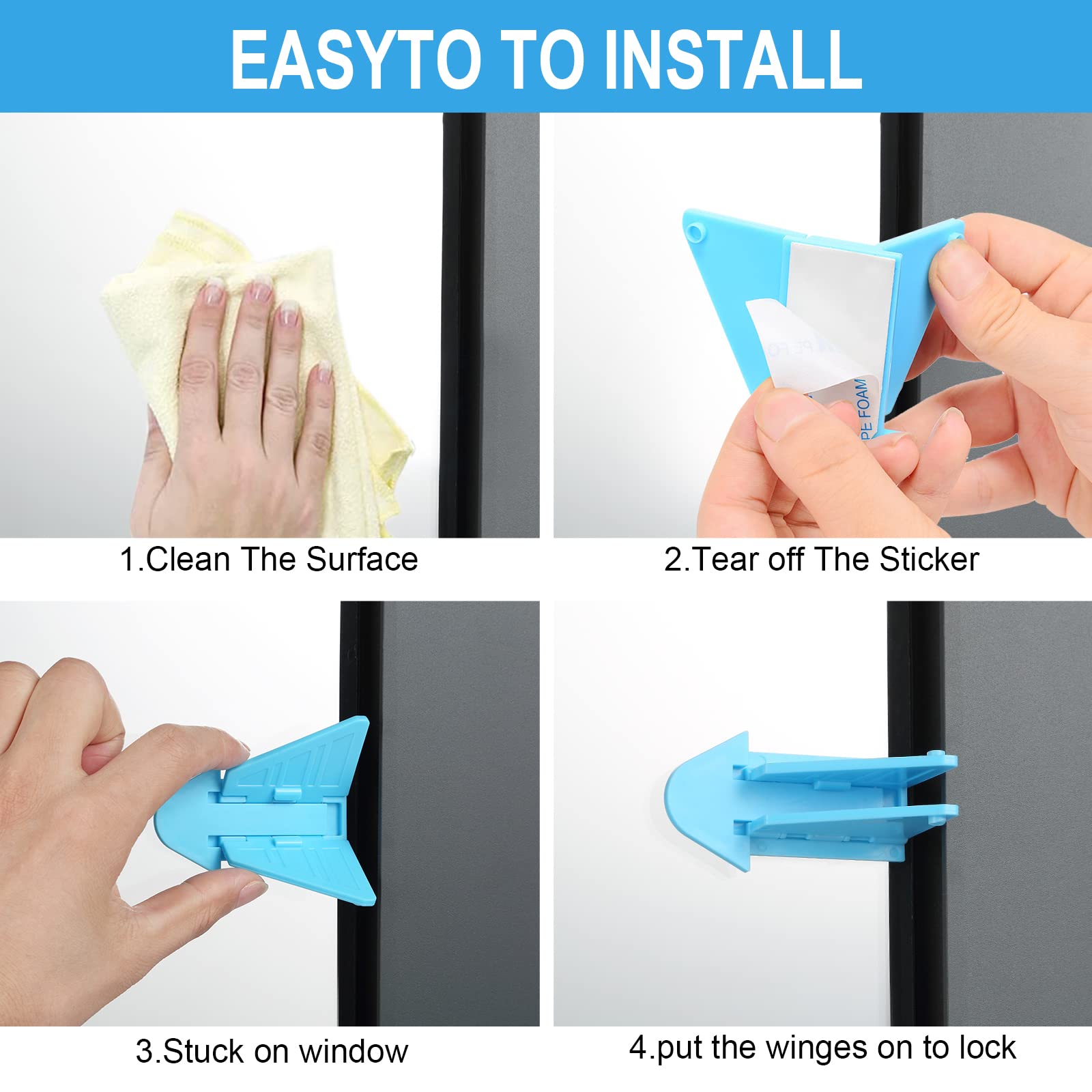 8 Packs Window Locks Security,Sliding Door Child Lock, Window Stoppers for Vertical & Horizontal Sliding Windows, Window Locks Child Proof Patio Closet Doors No Drilling Tools Needed