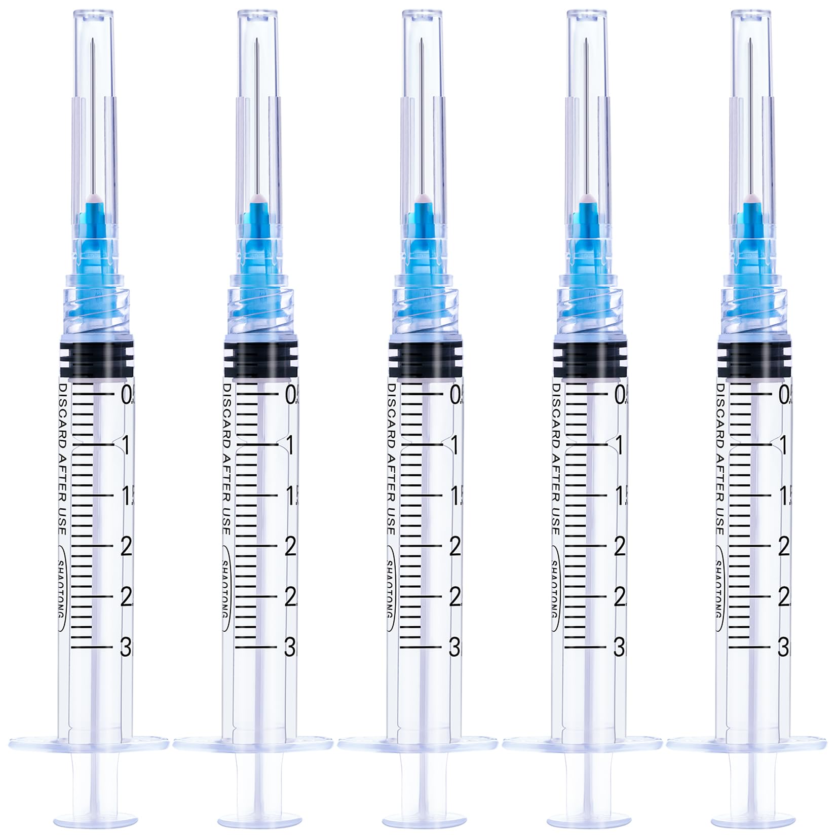 SHAOTONG 3mL Syringe with 23 Gauge 1 Inch Dispensing Needle, Lab Disposable Sample Injection Syringes for Measurement Liquid, Refilling Inks, Oil or Glue Applicator, 20 Pack