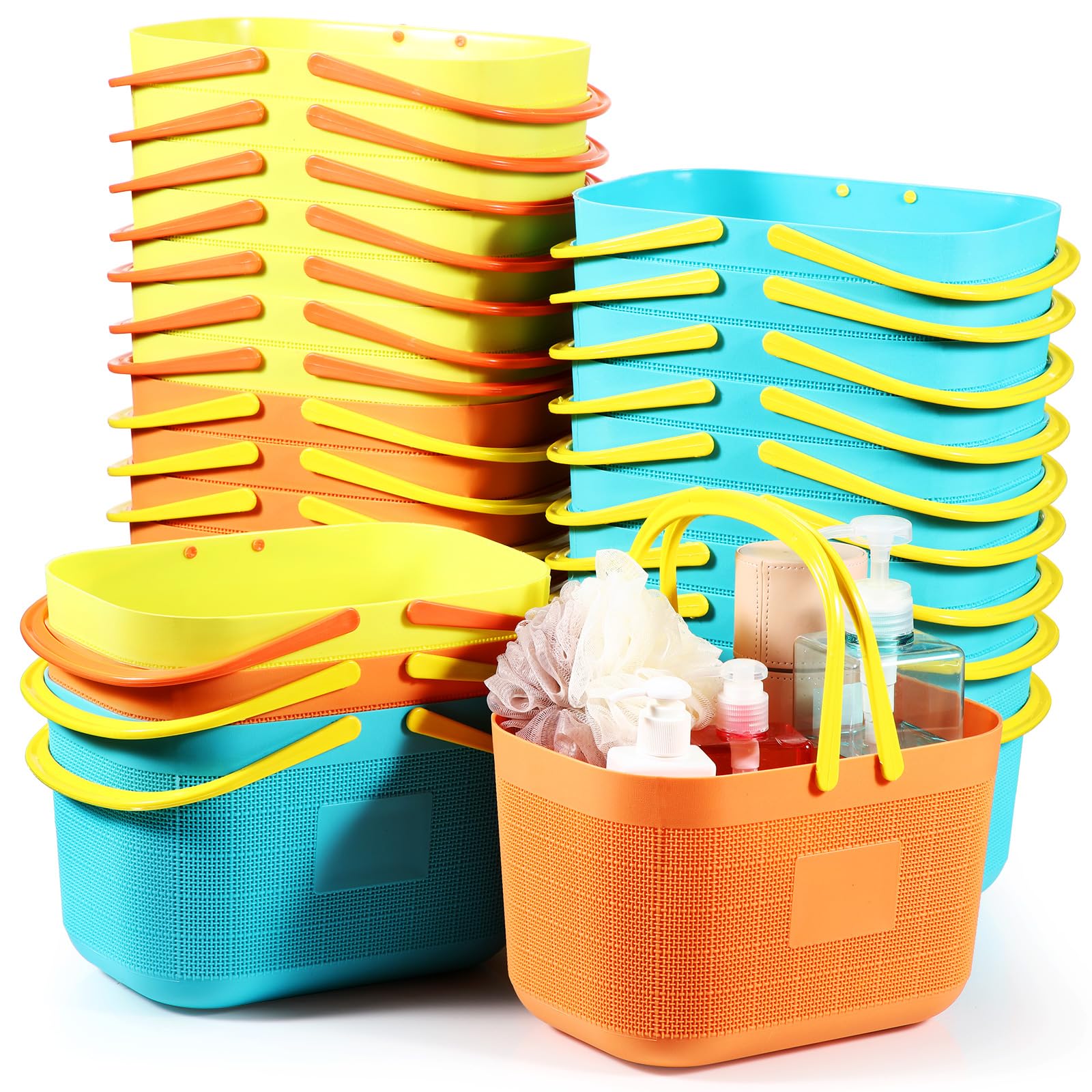 Maxcheck 30 Pcs Plastic Shower Basket with Handles Portable Storage Baskets Shower Caddy Basket Cleaning Caddy Bins Organizer for School Dorm Room Bathroom Camping Home Toy Storage Kitchen Supplies