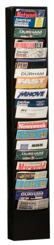 Durham 400-08 Black Cold Rolled Steel 20 Contour Pocket Vertical Literature Rack, 9-3/4" Width x 58" Height x 4-1/8" Depth