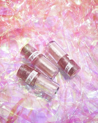 COLORGRAM Milk Bling Shadow - 01 Double Star | Pigmented liquid glitter eyeshadow, Long-lasting shimmer for daily and party makeup, Multi-dimensional sparkling metallic finish, Opaque coverage, Quick drying formula for easy application (0.11 fl.oz, 3.2g)