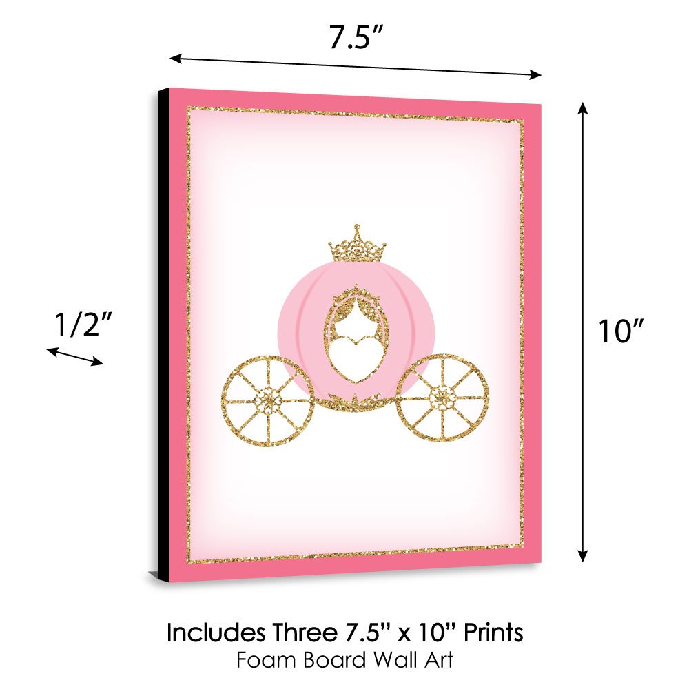 Big Dot of Happiness Little Princess Crown - Castle Nursery Wall Art and Kids Room Decorations - Gift Ideas - 7.5 x 10 inches - Set of 3 Prints