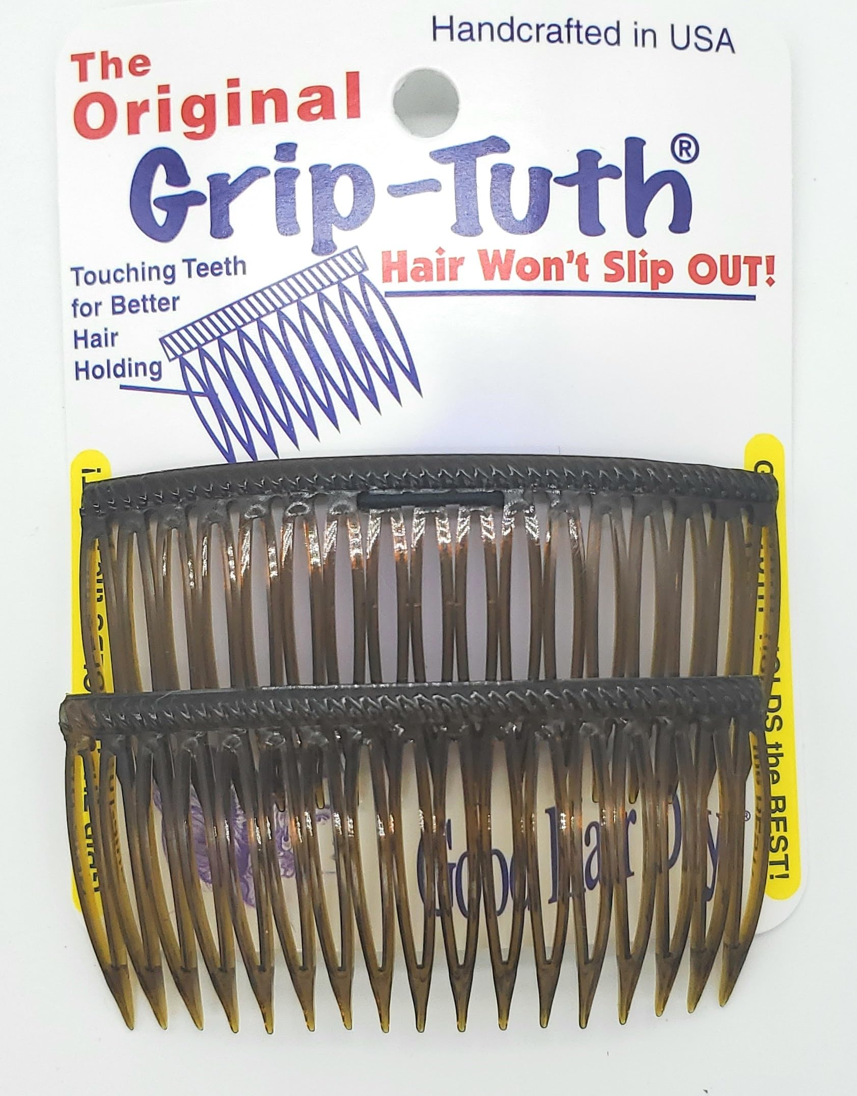 Good Hair Days Grip-Tuth Combs - Set Of 2 Hair Side Combs - Hair Combs For All Types Of Hair - Decorative & Hair Styling Women Accessories (Shell, 3 ¼ ″ Wide)