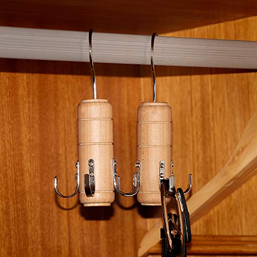 SUNTRADE Wooden Belt Tie Rack Scarf Hanger for Closet,for Belts Tie Scarves Tank Top and Jewelry (1, 4 Hooks)