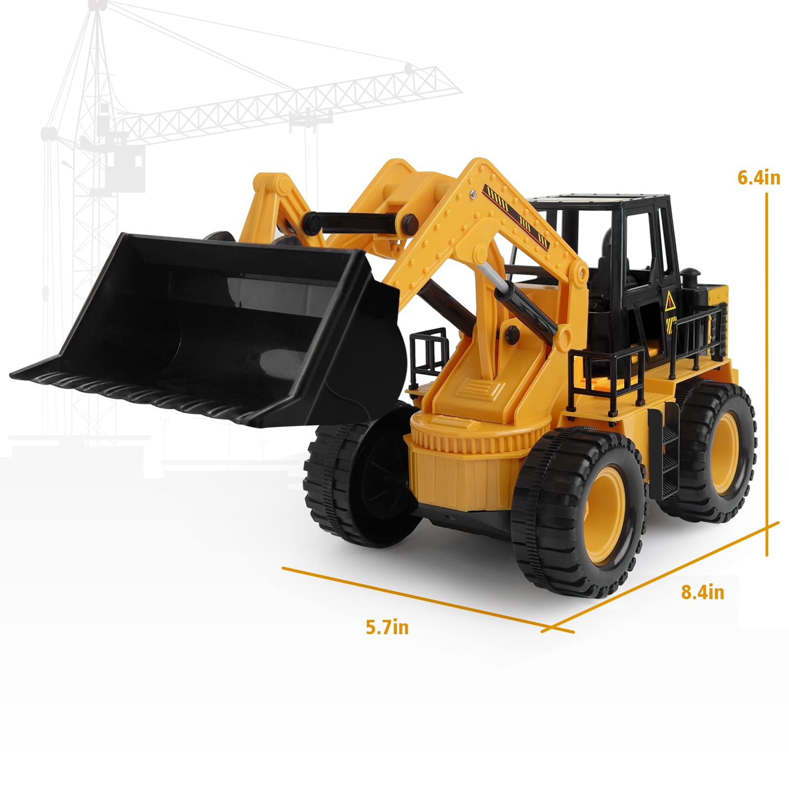 HYG Toys Remote Control Bulldozer, 1/24 Scale Front Loader Construction Vehicles Tractor for Boys,Construction Vehicles 9 Channel Tractor Excavator Toy