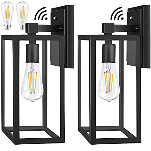 Dusk to Dawn Outdoor Light Fixtures Wall Mount, Sensor Porch Lights, Anti-Rust Wall Light, Exterior Wall Sconce Lighting, Wall Lamp, Waterproof Wall Lantern for Doorway, Garage, 2-PACK (Bulb Included)