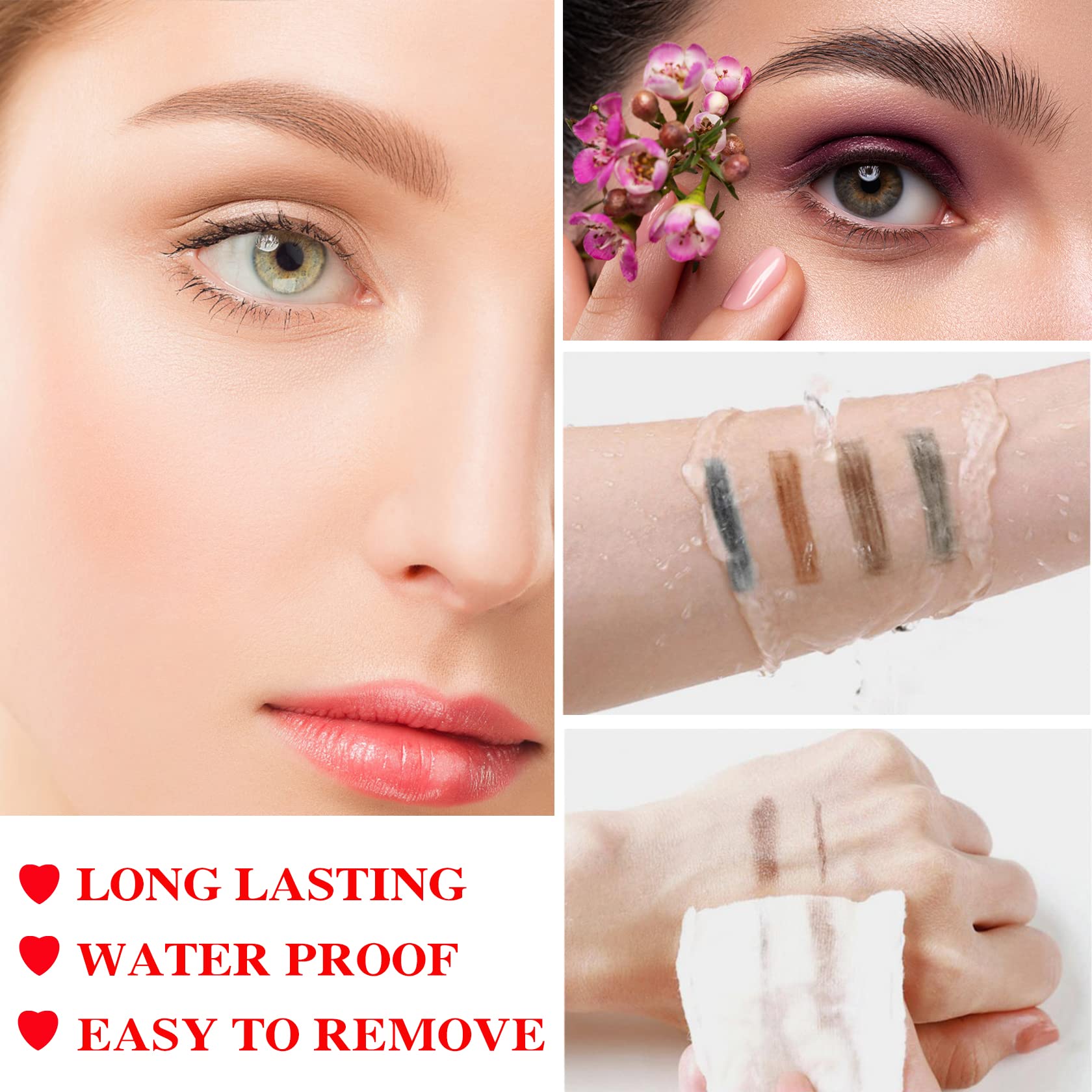 3 Pcs Eyebrow Tattoo Pen Waterproof Microblading Eyebrow Pencil Long Lasting Brow Pen with a Micro-Fork Tip Applicator,Easily Create Natural Charming Eyebrow Makeup(Dark Brown)