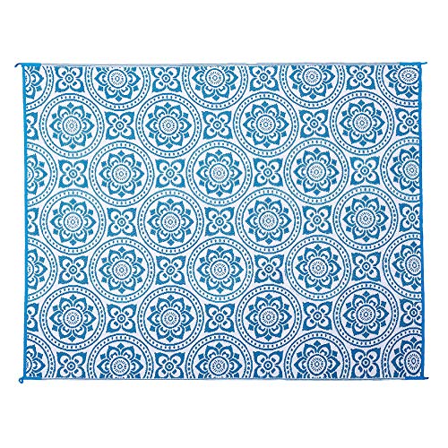Stylish Camping 258103 Outdoor Mat β Virgin Polypropylene-Easy to Clean β Perfect for Picnics, Cookouts, Camping, The Beach, and Patio, 8'x10', Turquoise/White