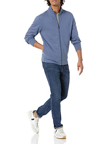 Amazon Essentials Men's Lightweight French Terry Full-Zip Mock Neck Sweatshirt, Indigo, Medium