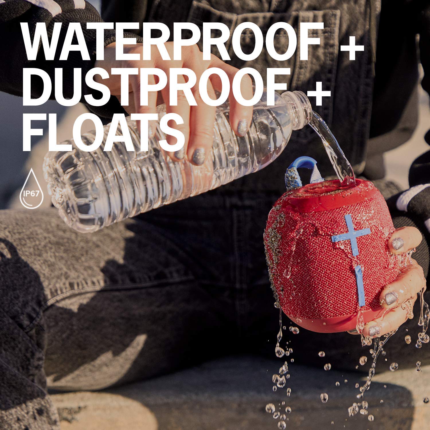 Ultimate Ears Wonderbooms 2 Wireless Speaker, Deep Bass, 360 ° Surround Sound, Waterproof, 2 Speaker Connection for Powerful Sound, 13h Battery, Crushed ice (Renewed)