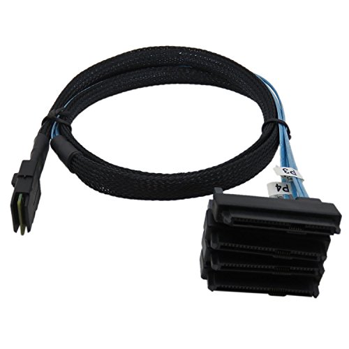 CableDeconn Mini SAS 36 SFF-8087 to (4) SFF-8482 Connectors with SATA Power 1m