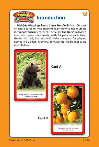 Super Duper Publications | Photo Multiple Meanings Super Fun Deck | Expand Vocabulary and Learn Definitions of English Words