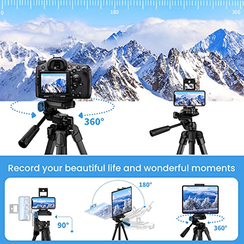 67" Phone Tripod, MACTREM Tripod Stand for iPad iPhone Tablet Camera with 2 in 1 Mount & Wireless Remote, Aluminum Extendable iPhone Tripod for Video Recording/Selfies/Live Stream/Vlogging