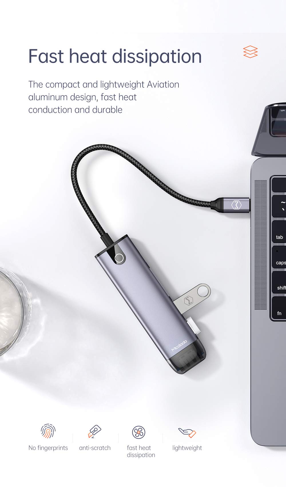 Mcdodo USB C Hub Adapter, 6 in 1 Type C Hub with 4K USB C to HDMI, 2 USB 3.0 Ports, SD/TF Card Reader, 100W USB C PD Charging Thunderbolt 3, Compatible with MacBook Pro Air, Chromebook Pixel, Phone