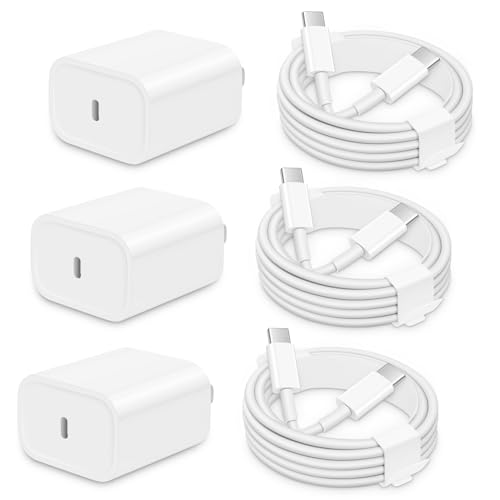 3 Pack i Phone 15 Charger Fast Charging, 20W USB C Charger Block with 6FT USB C i Phone 15 Charger Cable Compatible with Phone 15 Pro Max /15 Plus/,Pad Pro 12.9"/11",iPad Air 5th/4th 10.9"
