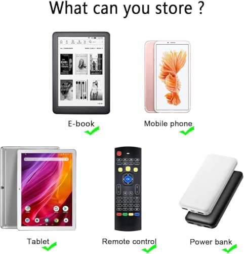 Yoillione Wall Mount Tablet and Phone Charging Stand for Tablet, Smartphone, E-Book, 2 Slots Remote Control Holder for TV, Air Conditioning, Clear Acrylic Remote Storage Media Organizer Box
