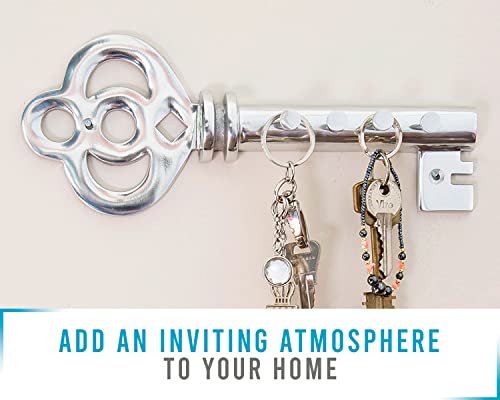Comfify Decorative Wall Mounted Key Holder - Multiple Key Hooks Rack for Entryway - Hand Cast Aluminum Key Shaped - Modern Theme - Polished Finish - with Screws and Anchors