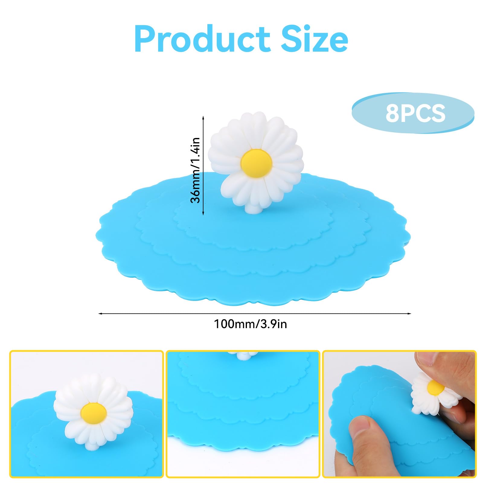 8 Pcs Silicone Cup Lids Mug Cover Colorful Anti-dust Coffee Cup Mug Covers Cute Silicone Mug Lid Cover for Cups Mugs Outdoors and Indoors(Style 1)