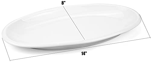 Yesland 2 Pack 14" Porcelain Large Oval Serving Plates, White Oval Serving Platters Dishes for Serving Food, Appetizers, Dessert, Meat, Sushi, Fish, Party