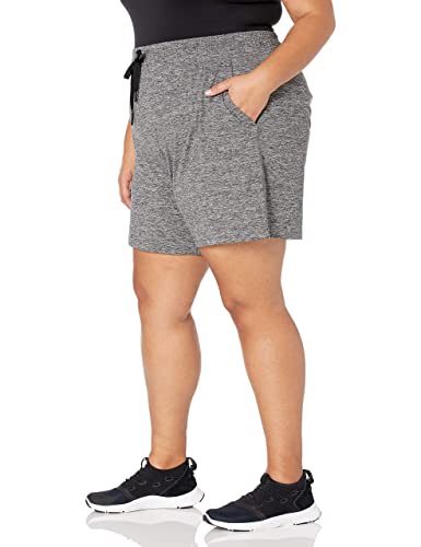 Amazon Essentials Women's Brushed Tech Stretch Short (Available in Plus Size), Dark Grey Space Dye, Medium